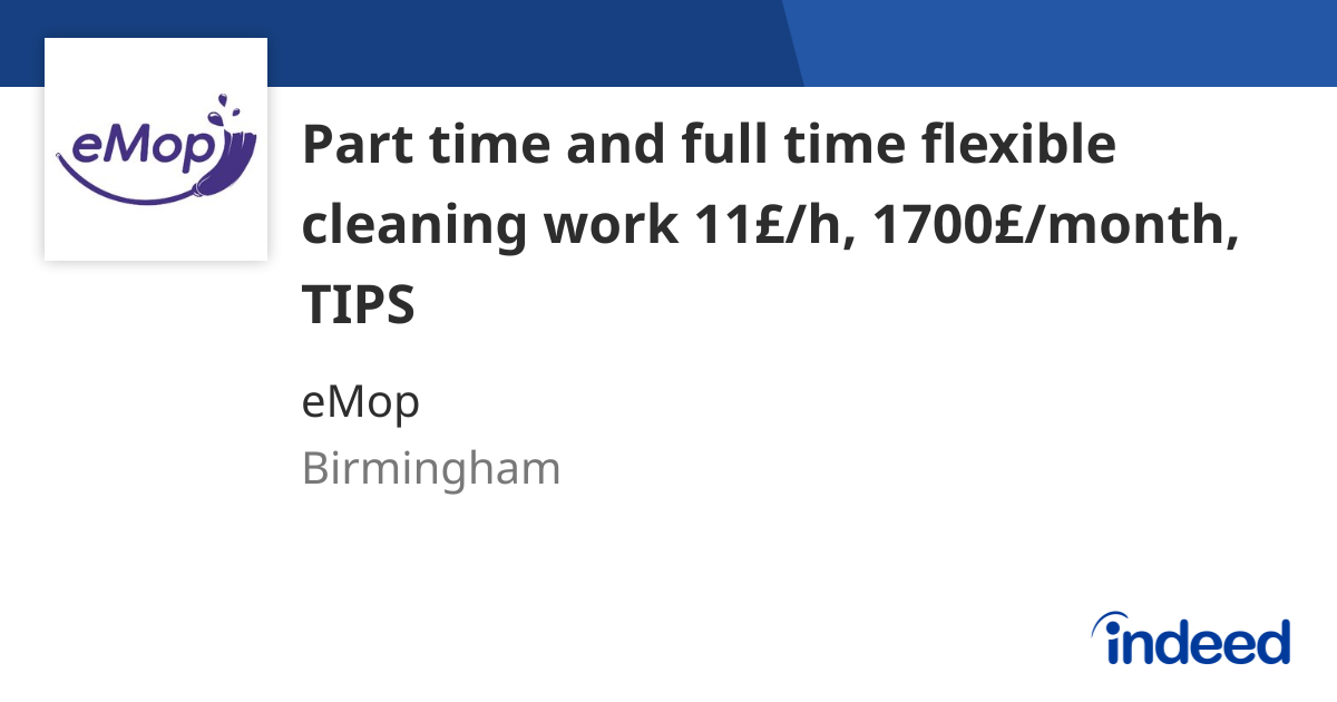 Part time and full time flexible cleaning work 11£/h, 1700£/month, TIPS ...