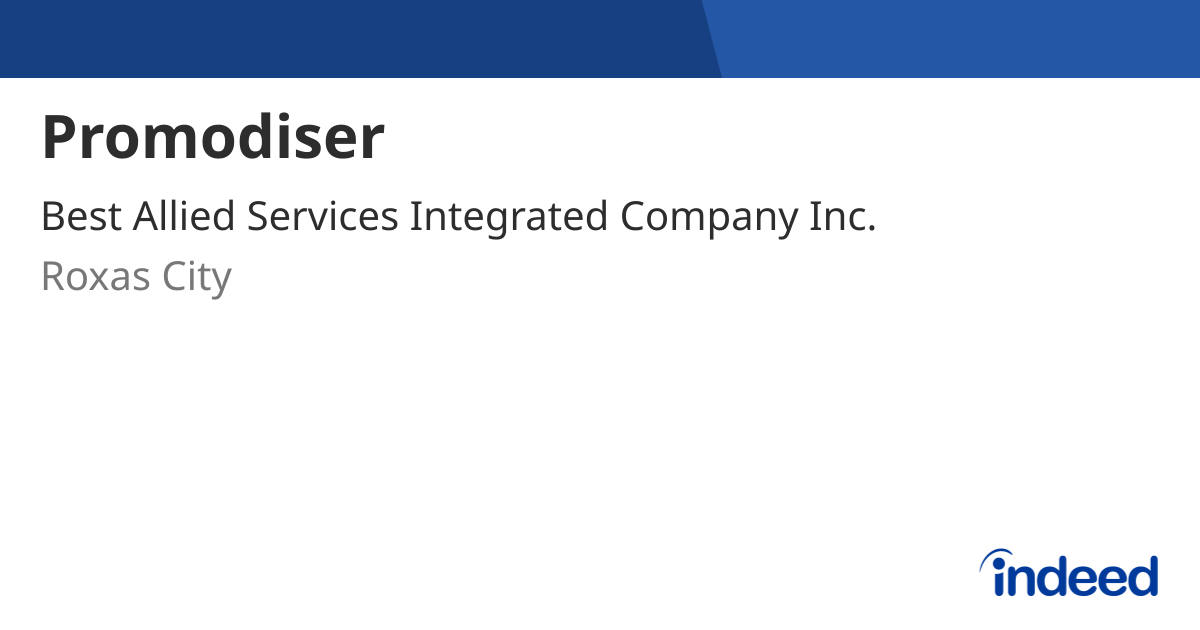 Promodiser - Roxas City - Indeed.com