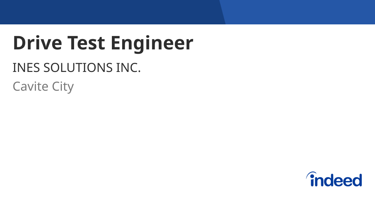Drive Test Engineer - Cavite City - Indeed.com