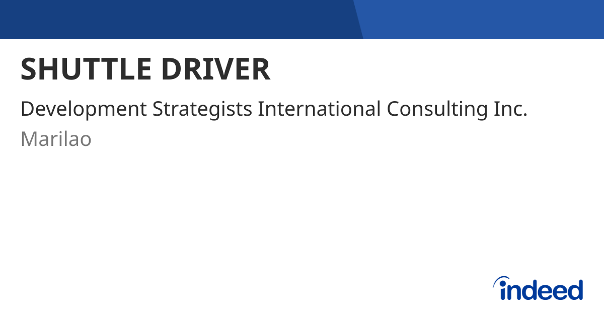 SHUTTLE DRIVER - Marilao - Indeed.com