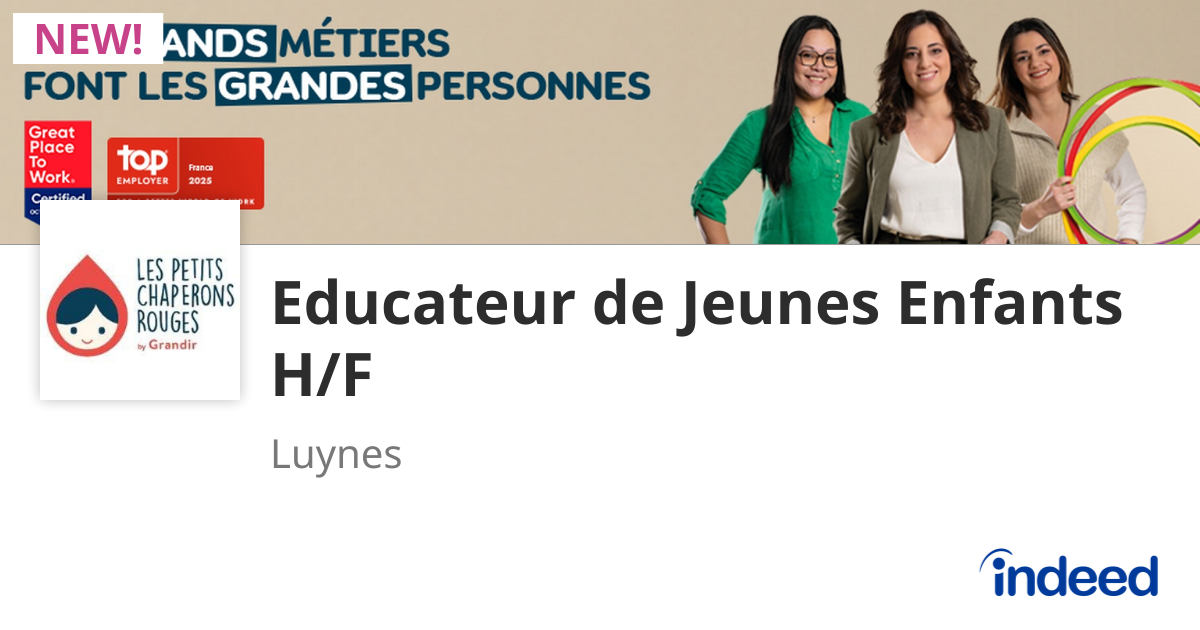 Educateur de Jeunes Enfants H/F - 13080 Luynes - Indeed.com