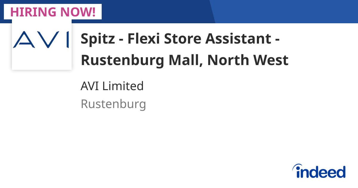 Spitz - Flexi Store Assistant - Rustenburg Mall, North West ...