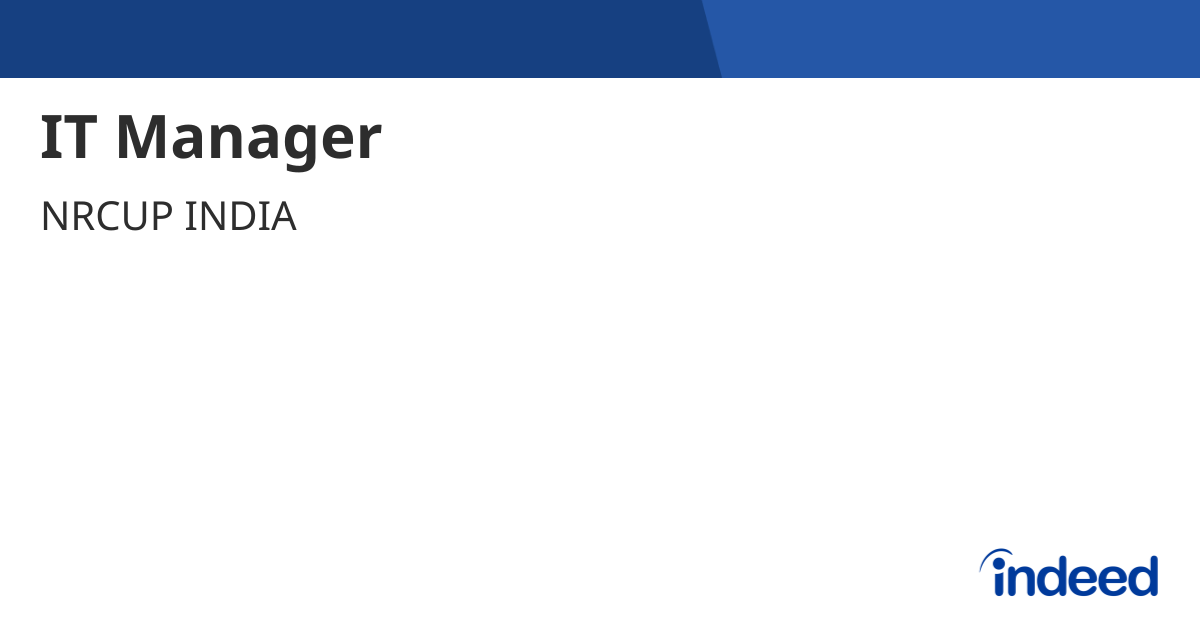 IT Manager - Serilingampally, Hyderabad, Telangana - Indeed.com