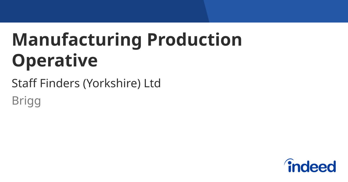 Manufacturing Production Operative - Brigg - Indeed.com