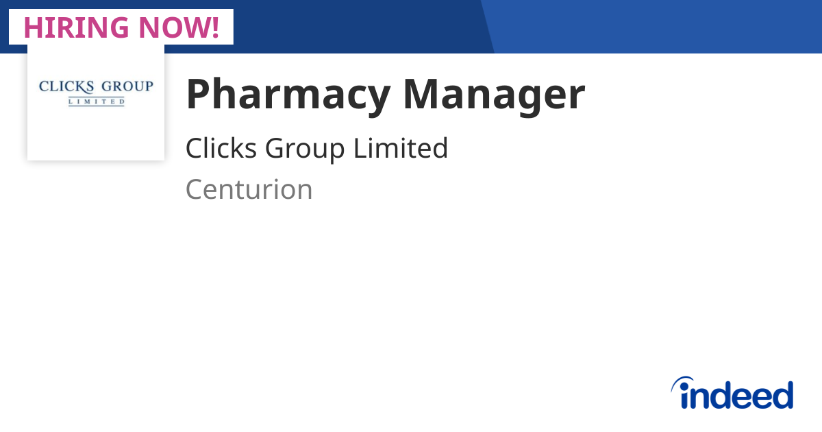Pharmacy Manager - Centurion, Gauteng - Indeed.com