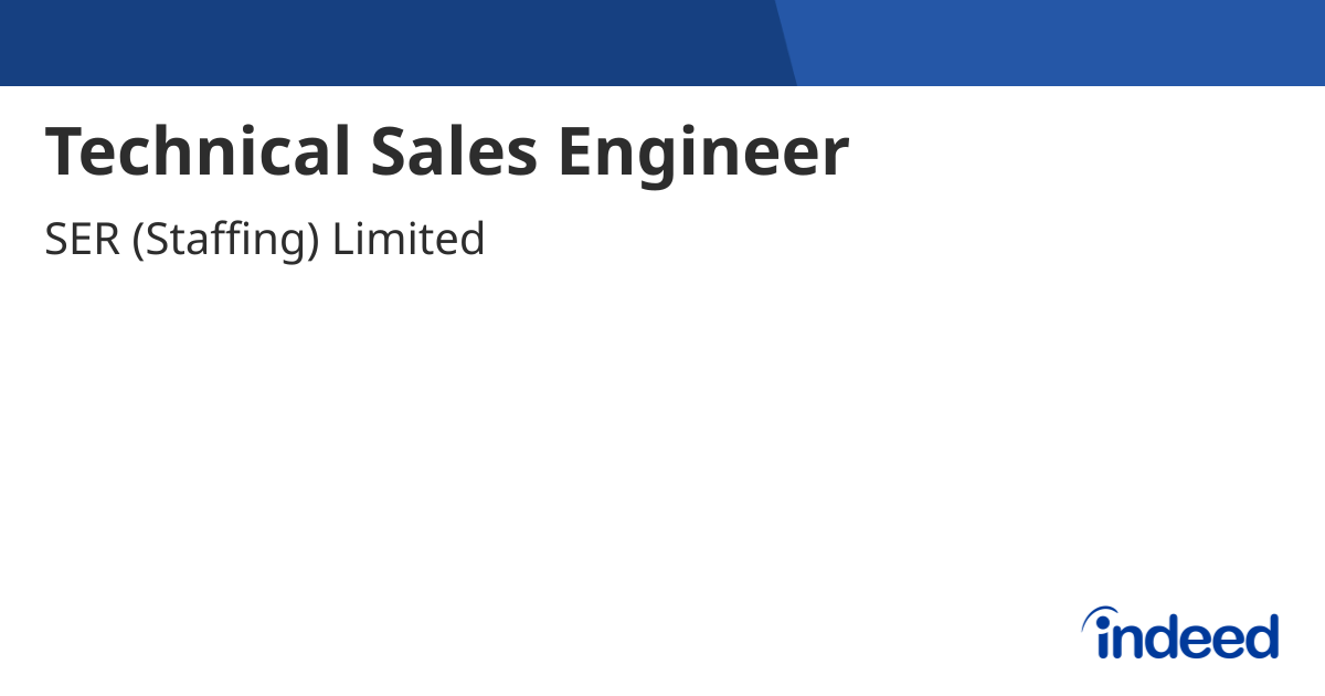 Technical Sales Engineer - England - Indeed.com