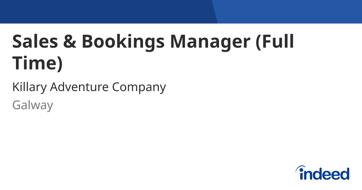 Sales & Bookings Manager - Killary Adventure Co. - Galway, County ...