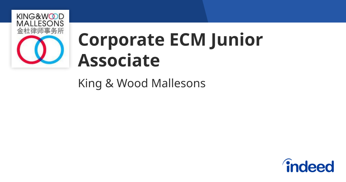 Corporate ECM Junior Associate - Hong Kong - Indeed.com