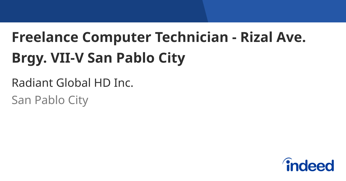 Freelance Computer Technician - Rizal Ave. Brgy. VII-V San Pablo City ...