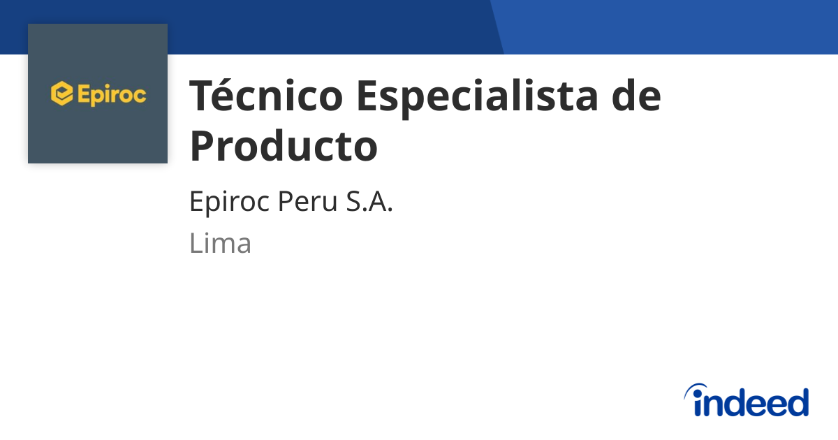 Técnico Especialista de Producto - Lima 15001 - Indeed.com
