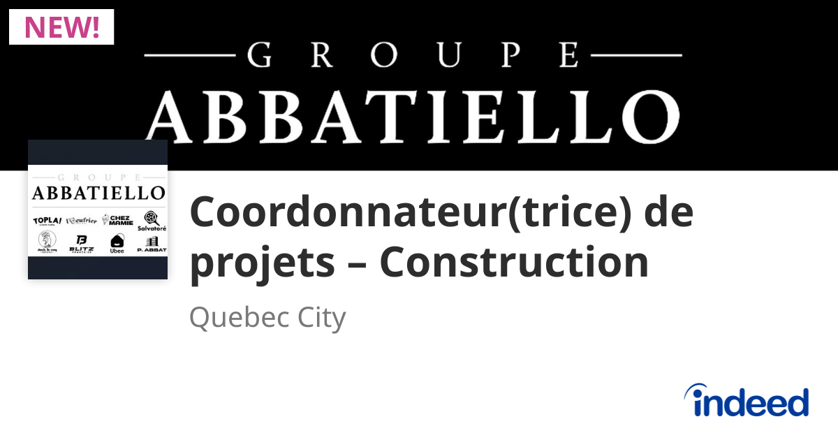 Coordonnateur(trice) de projets – Construction - Ville de Québec, QC ...