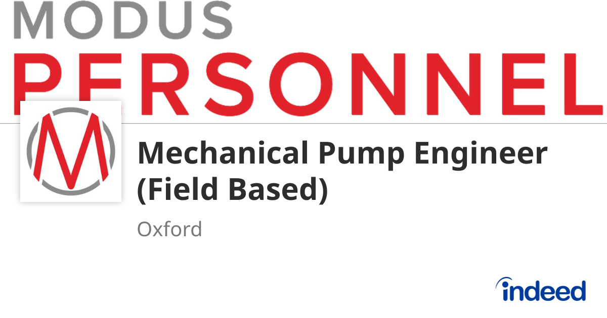 Mechanical Pump Engineer (Field Based) - Oxford - Indeed.com
