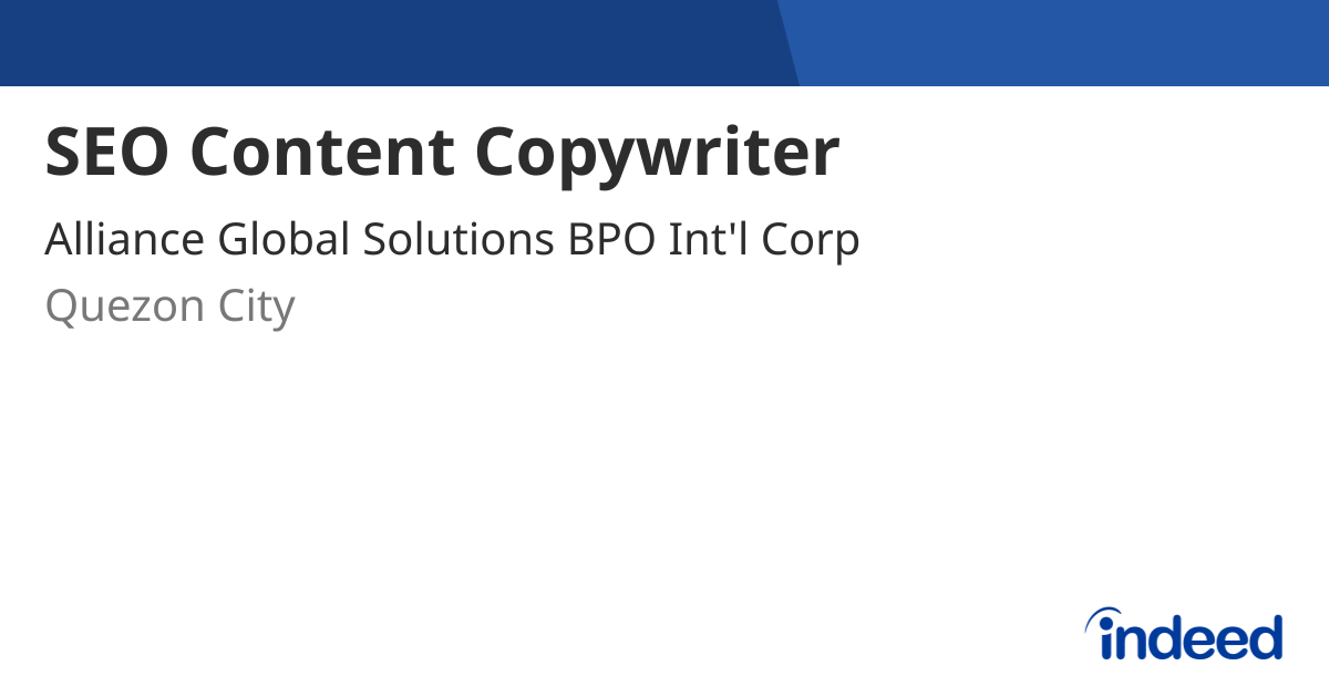 SEO Content Copywriter - Quezon City - Indeed.com