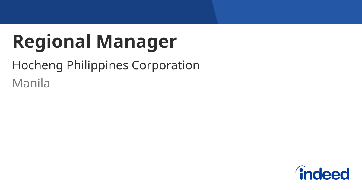 Regional Manager - Manila - Indeed.com