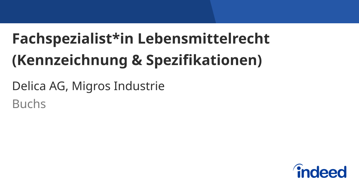 Fachspezialist* in Lebensmittelrecht (Kennzeichnung & Spezifikationen ...