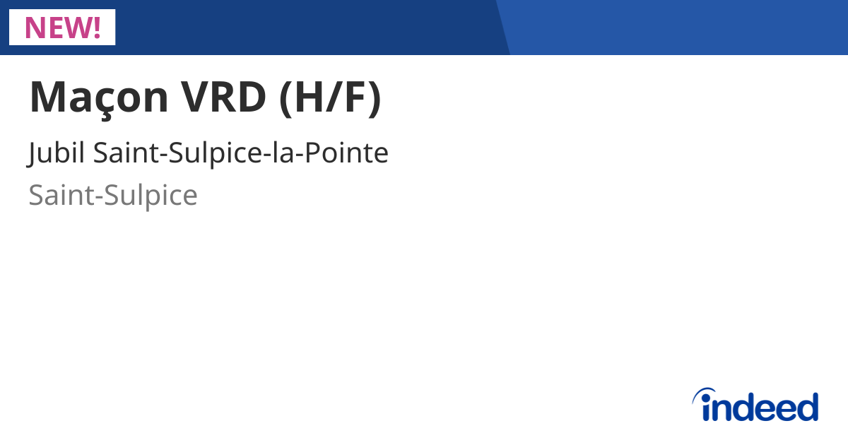 Maçon VRD (H/F) - 81370 Saint-Sulpice - Indeed.com