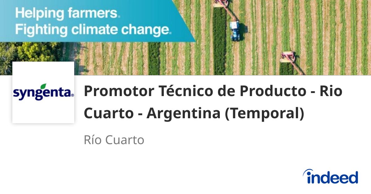 Promotor Técnico de Producto - Rio Cuarto - Argentina (Temporal) - Río ...