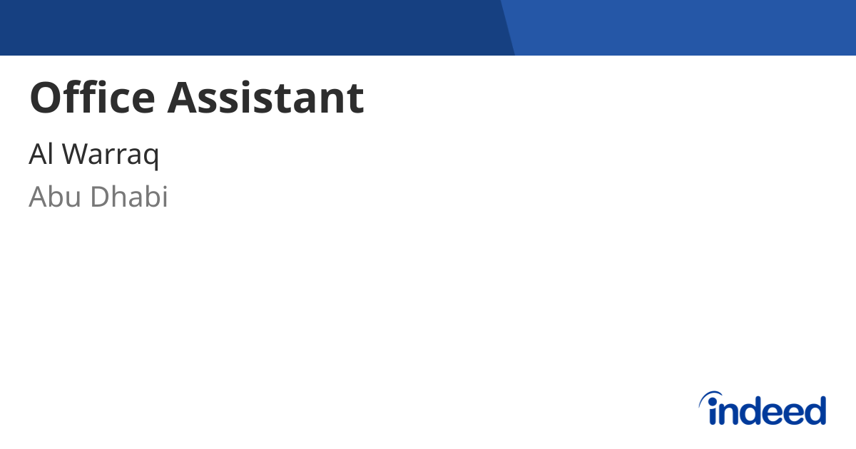 Office Assistant - Abu Dhabi - Indeed.com