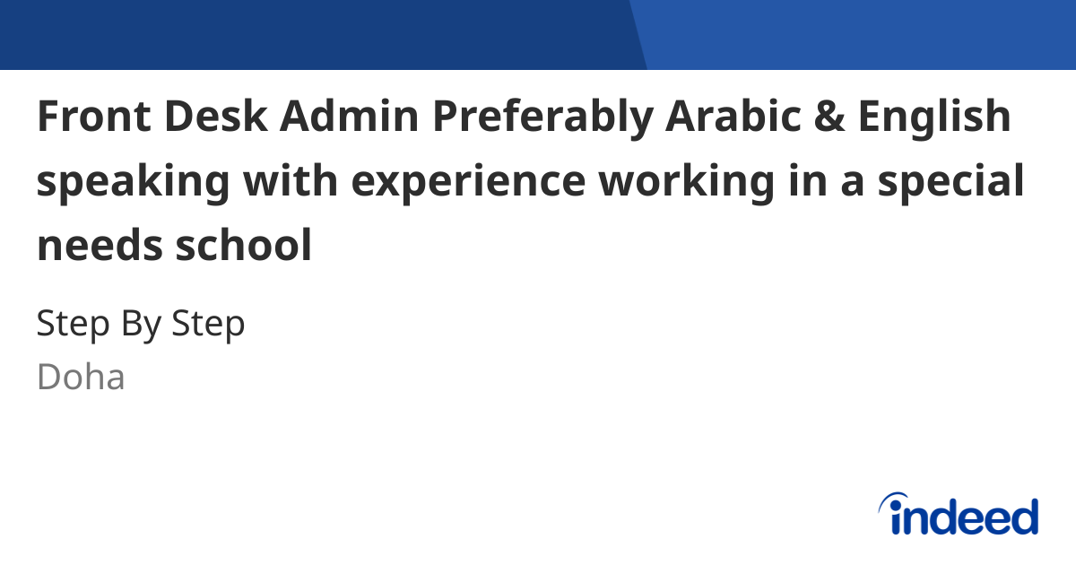 Front Desk Admin Preferably Arabic & English speaking with experience ...