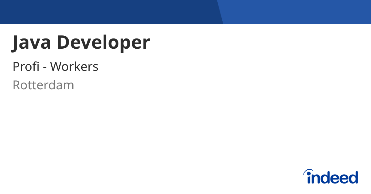Java Developer - 3045 Rotterdam - Indeed.com