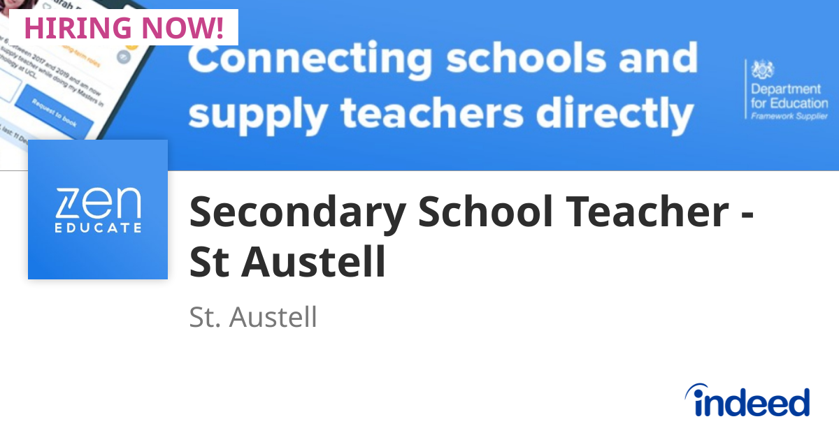 Secondary School Teacher - St Austell - St. Austell - Indeed.com