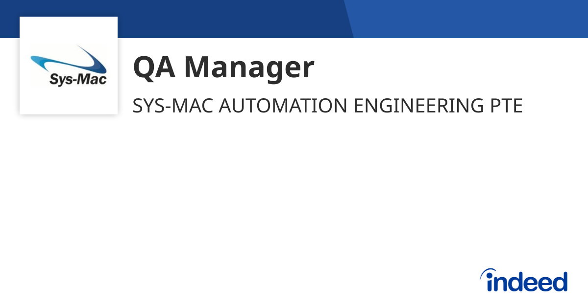 QA Manager - Singapore - Indeed.com