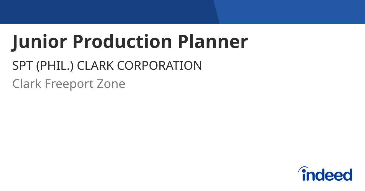 Junior Production Planner - Clark Freeport Zone - Indeed.com