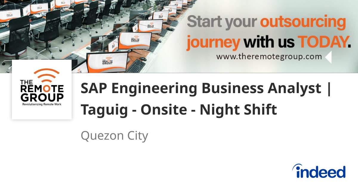 SAP Engineering Business Analyst | Taguig - Onsite - Night Shift - Quezon City - Indeed.com