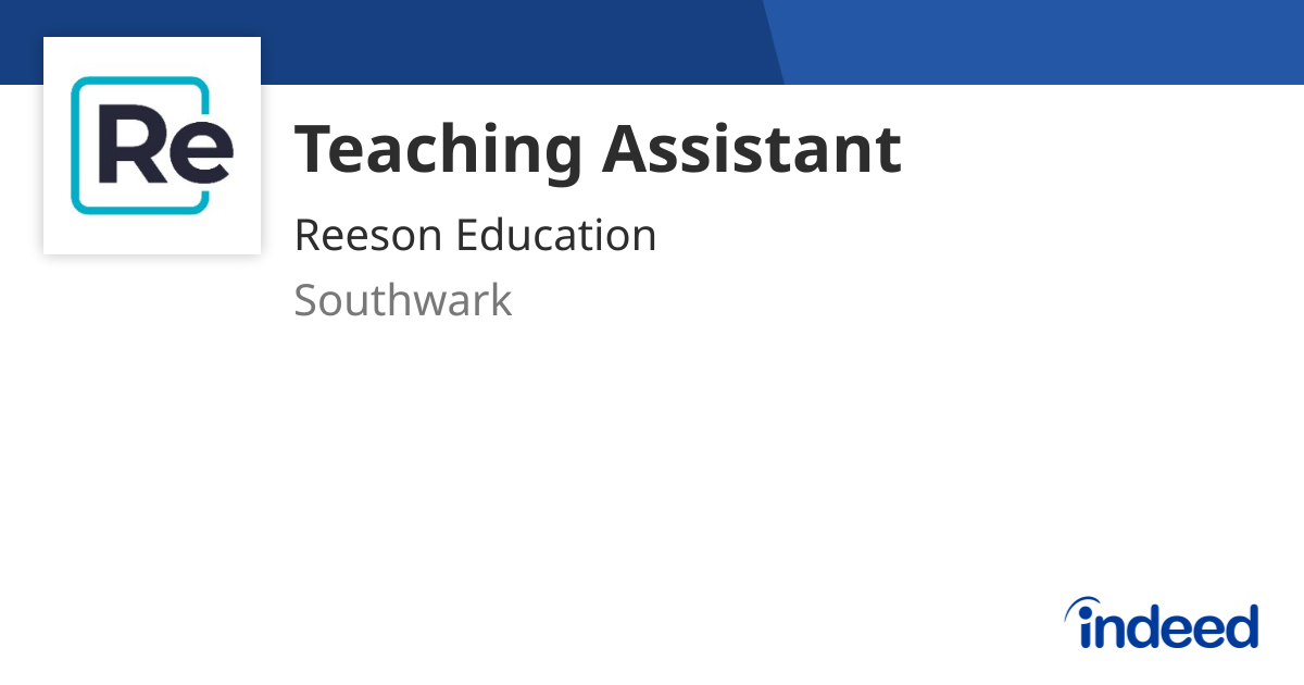 Teaching Assistant - Southwark SE1 5TY - Indeed.com