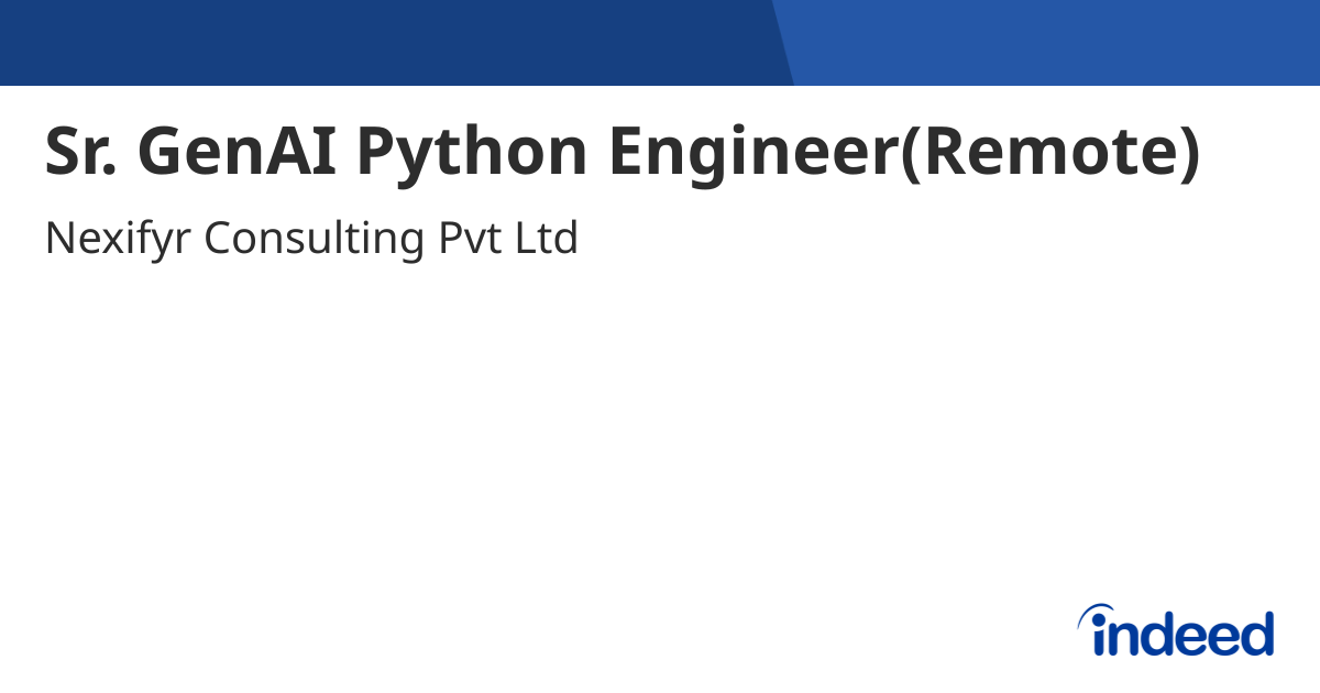 Senior Python Engineer(Remote) - Hyderabad, Telangana - Indeed.com