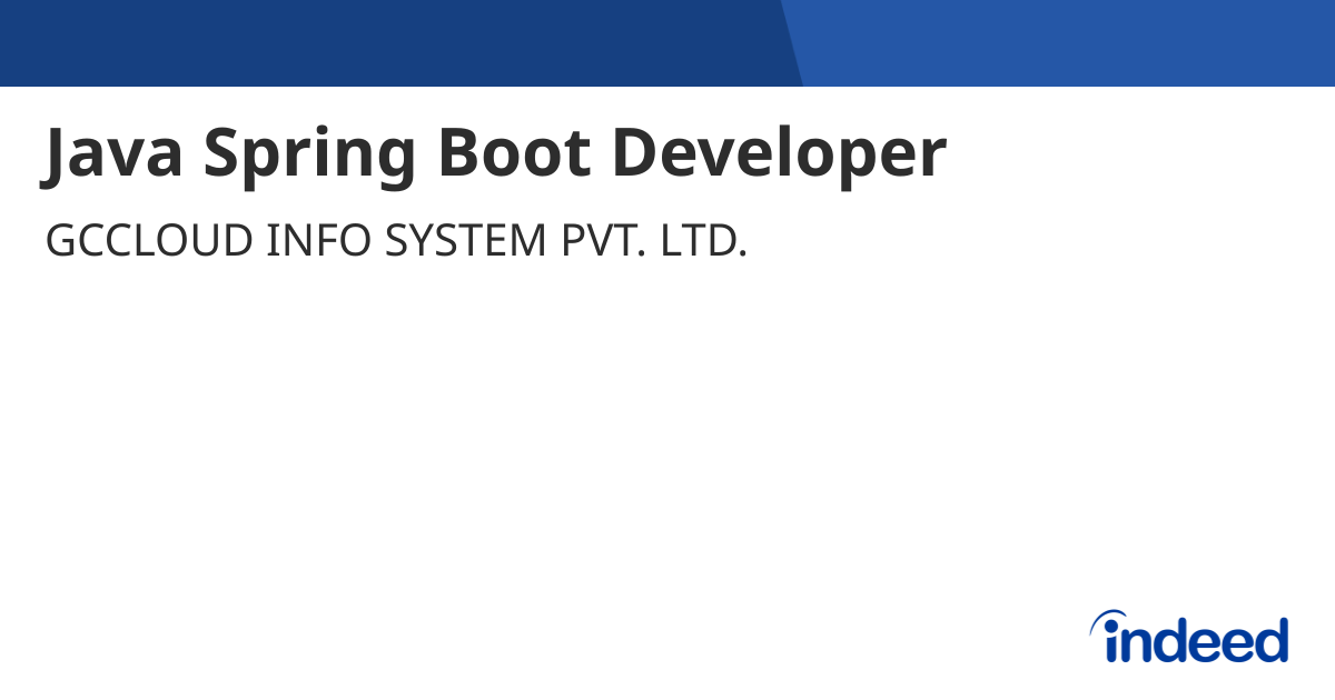 Java Spring Boot Developer - Lucknow, Uttar Pradesh - Indeed.com