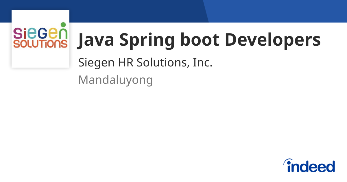 Java Spring boot Developers - Mandaluyong - Indeed.com