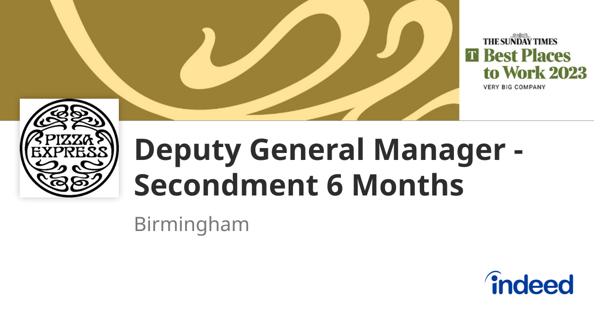 Deputy General Manager - Secondment 6 Months - Birmingham B5 4BF ...