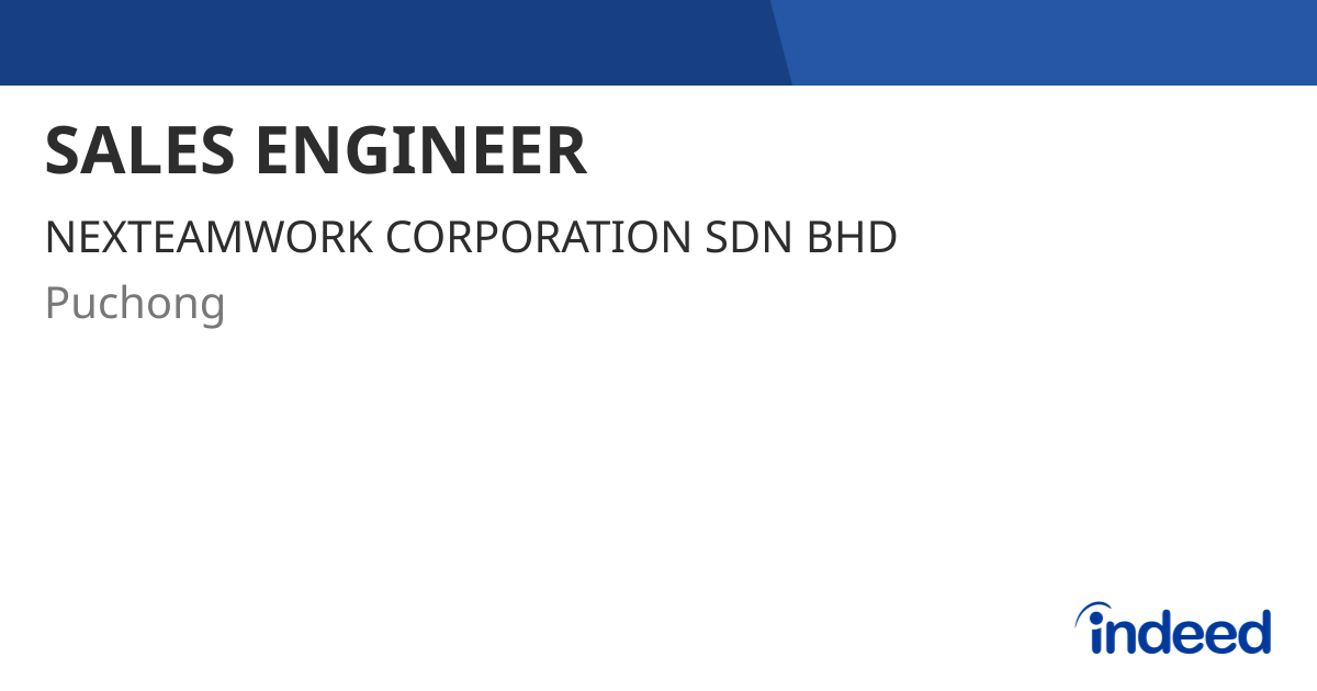 SALES ENGINEER - Puchong - Indeed.com
