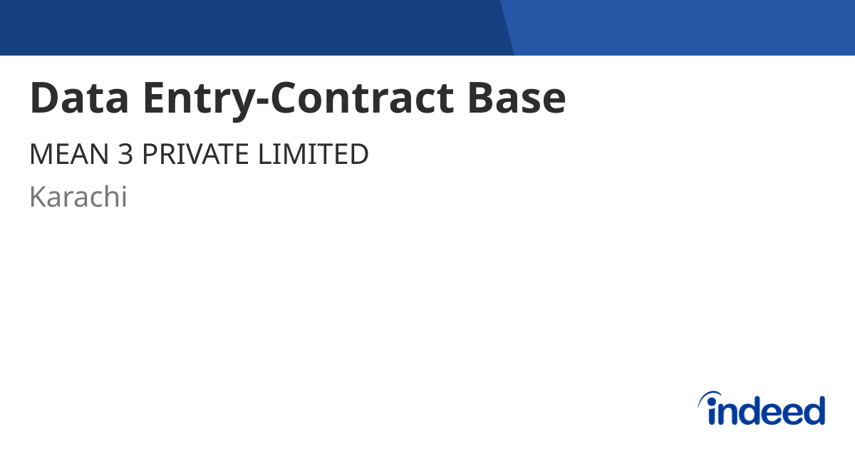 Data Entry-Intern - Karachi - Indeed.com