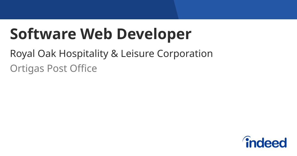 Software Web Developer - Ortigas Post Office 1605 P00 - Indeed.com