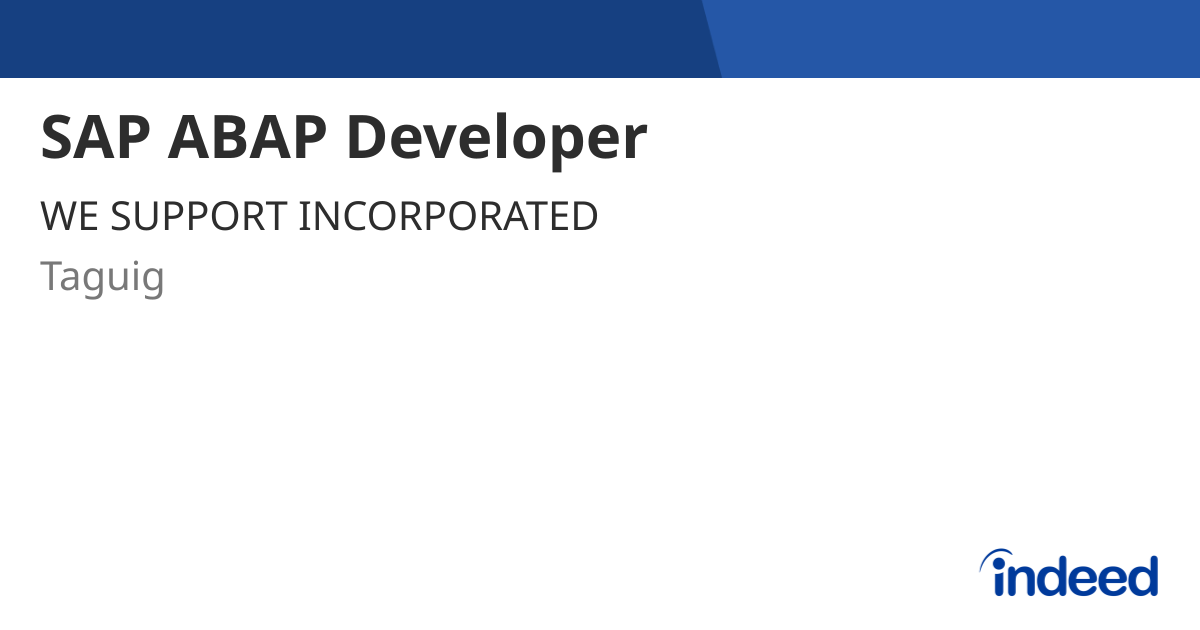 SAP ABAP Developer - Taguig - Indeed.com