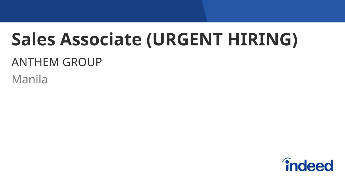 Sales Associate (URGENT HIRING) - Manila - Indeed.com