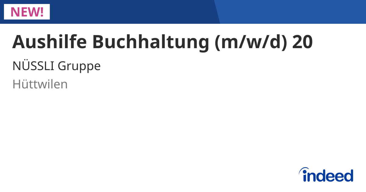 Aushilfe Buchhaltung (m/w/d) 20 - Hüttwilen, TG - Indeed.com