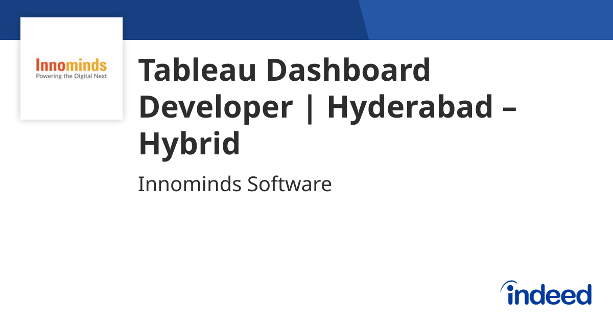 Tableau Dashboard Developer | Hyderabad – Hybrid - Hyderabad, Telangana ...