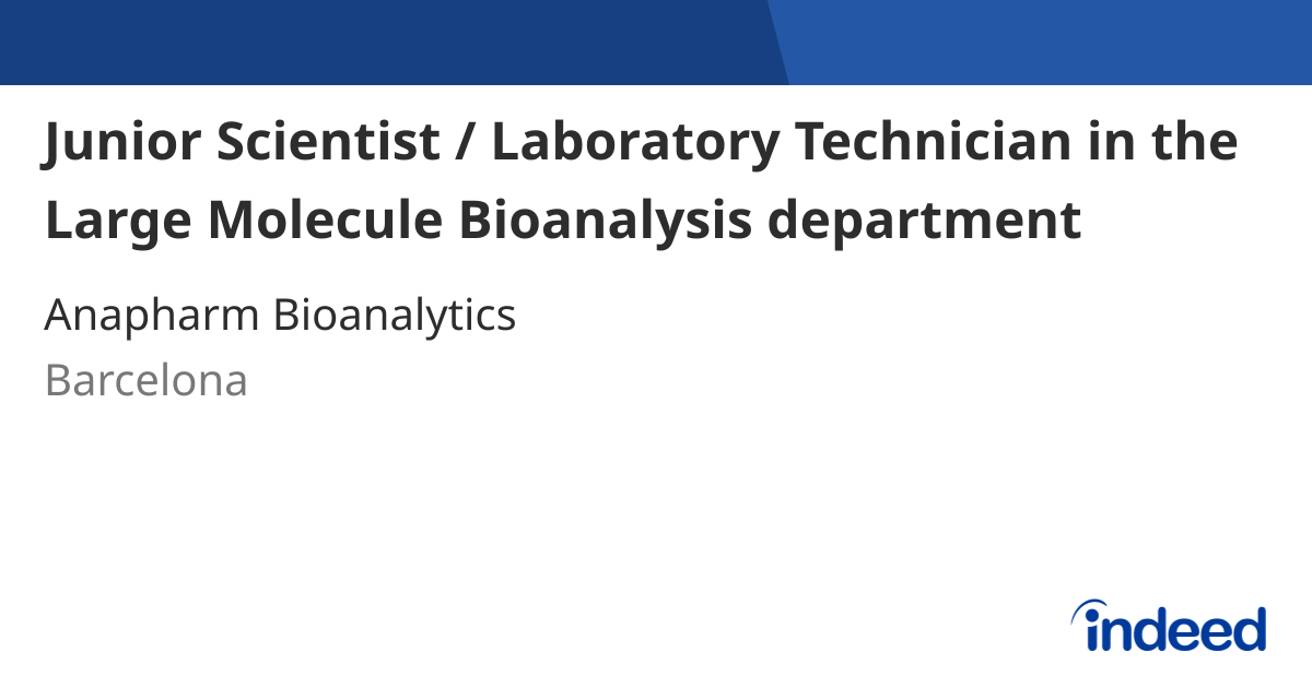 Junior Scientist / Laboratory Technician in the Large Molecule ...