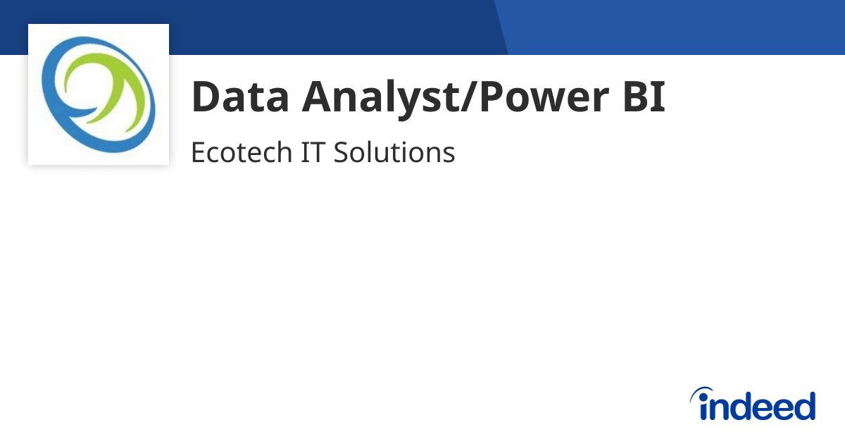 Data Analyst/Power BI - Pune, Maharashtra - Indeed.com