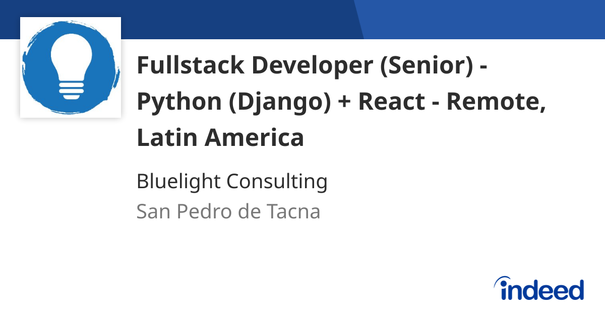 Fullstack Developer (Senior) - Python (Flask) + React - Remote, Latin America - San Pedro de ...