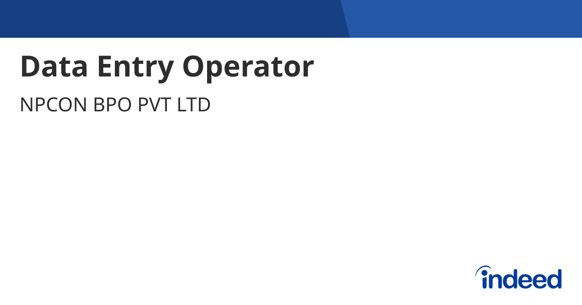 Data Entry Operator - Pune, Maharashtra - Indeed.com