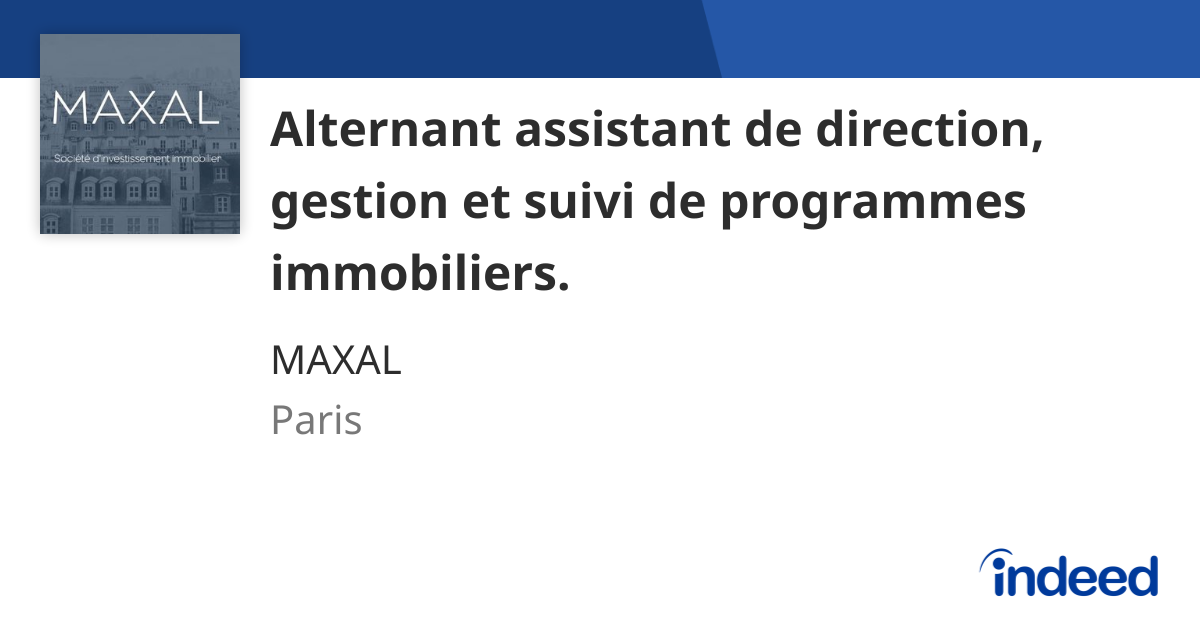 Alternant assistant de direction, gestion et suivi de programmes ...