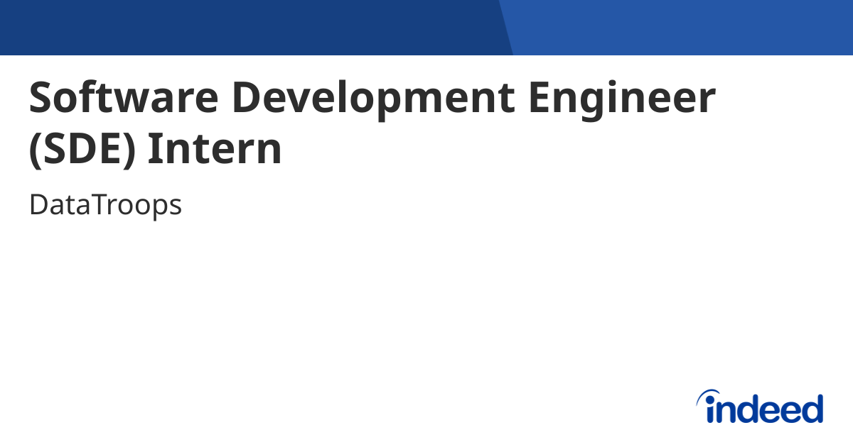 Software Development Engineer (SDE) Intern - Mohali, Punjab - Indeed.com