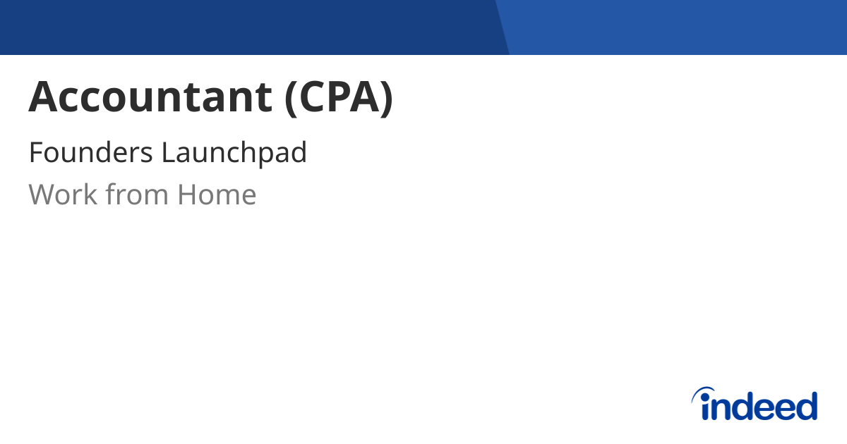 Accountant (CPA) - Work from Home - Indeed.com