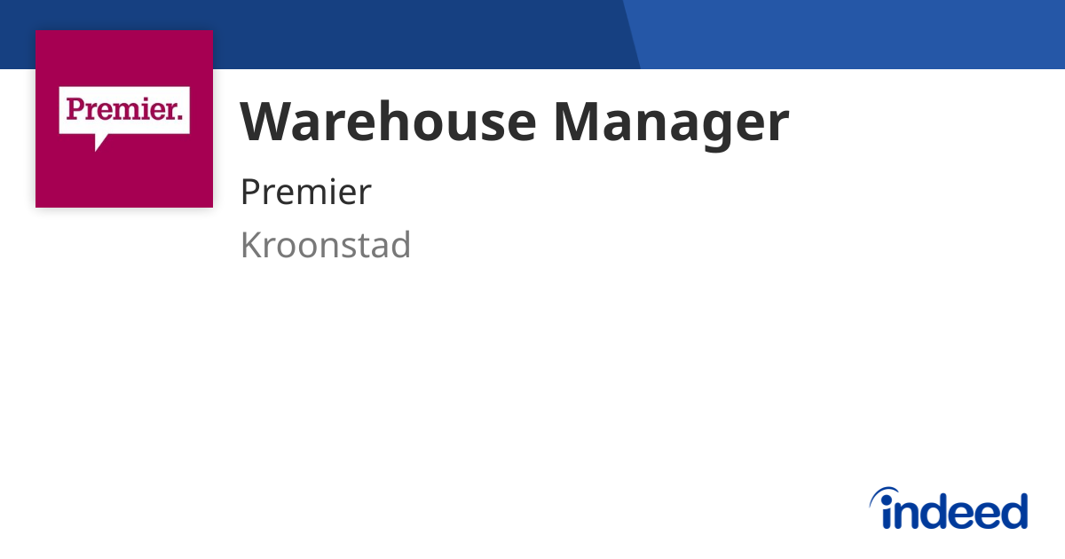 Warehouse Manager - Kroonstad, Free State - Indeed.com