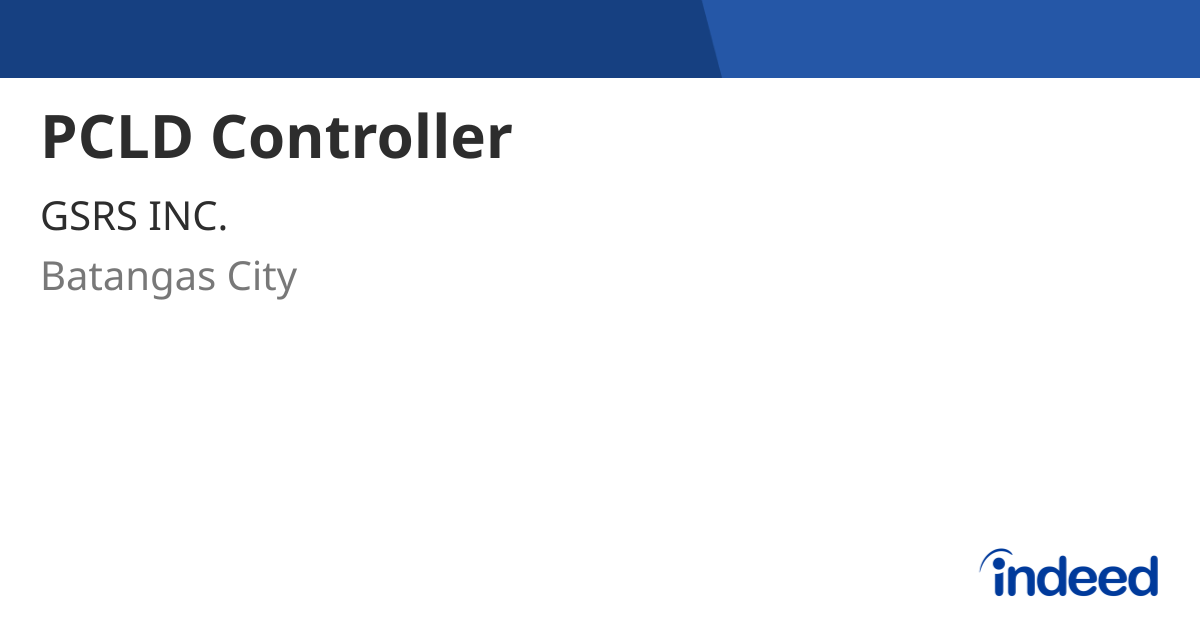 PCLD Controller - Batangas City - Indeed.com