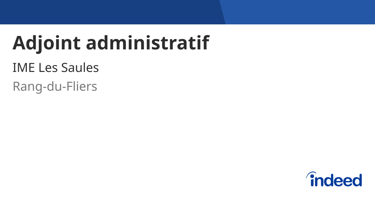 Adjoint administratif - 62180 Rang-du-Fliers - Indeed.com